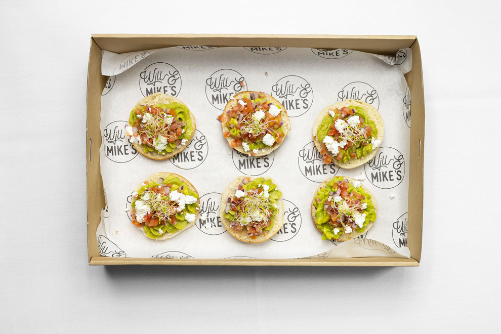 Smashed Avo on Mini Bagels (6 pieces) – Will and Mikes Online Catering
